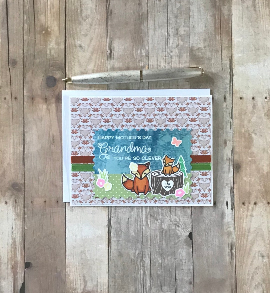 Mothers Day Cards Handmade, Card for Grandma, Mothers Day Gift, Fox ...