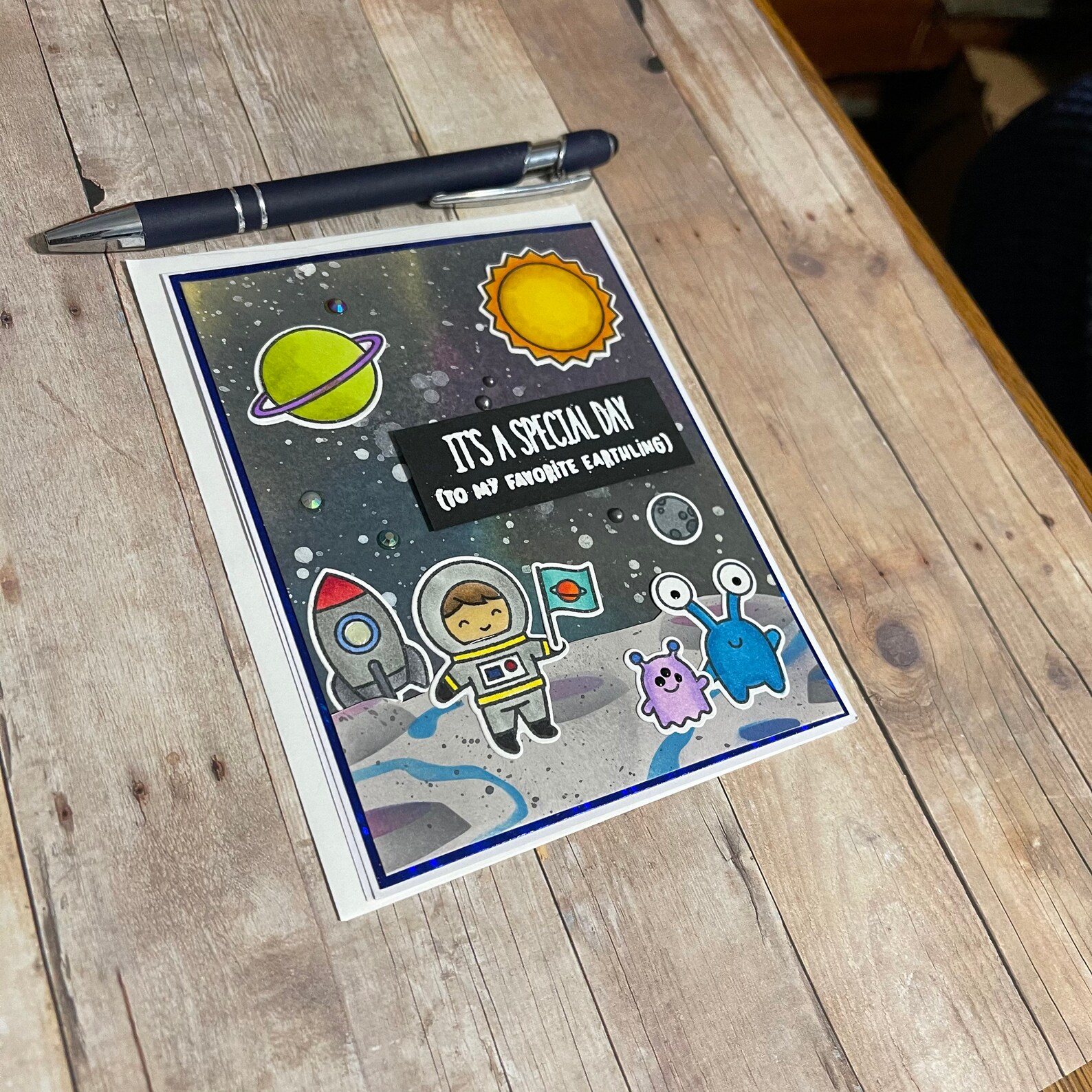Alien Birthday Card, Space Art, Astronaut Card, Birthday Card Child ...