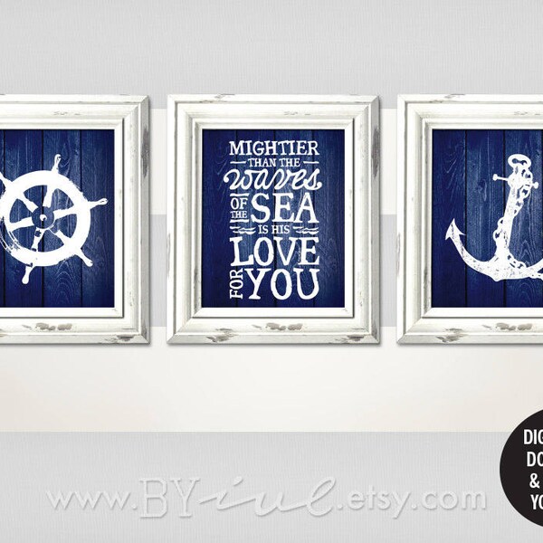 Navy Blue Nautical Wall Art - Etsy