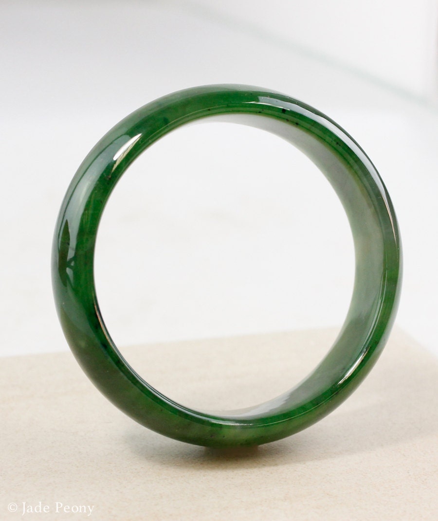 Solid Green Nephrite Jade Bangle - Canadian Jade - Etsy