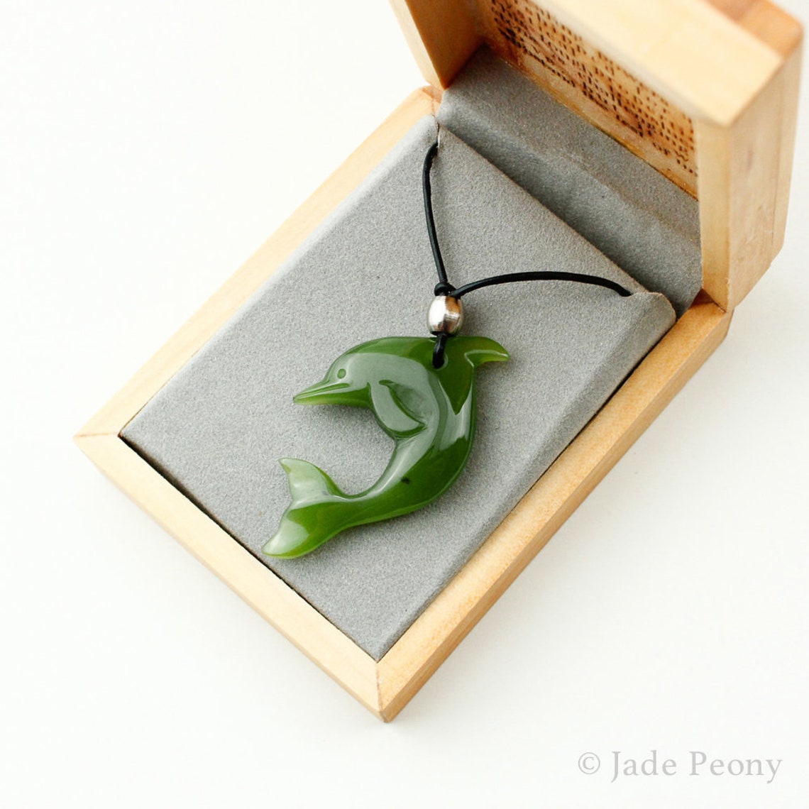 Nephrite Jade Dolphin Necklace Carved Dolphin Pendant | Etsy