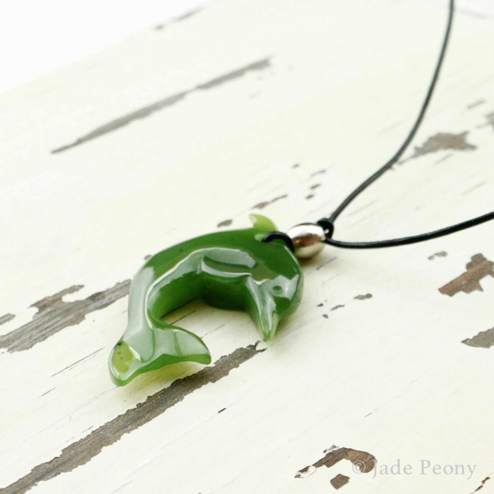 Nephrite Jade Dolphin Necklace Carved Dolphin Pendant - Etsy