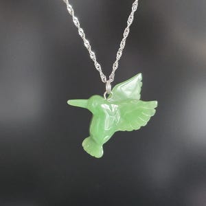 Gold Jade Hummingbird Necklace, Genuine Jade Bird Pendant - Etsy