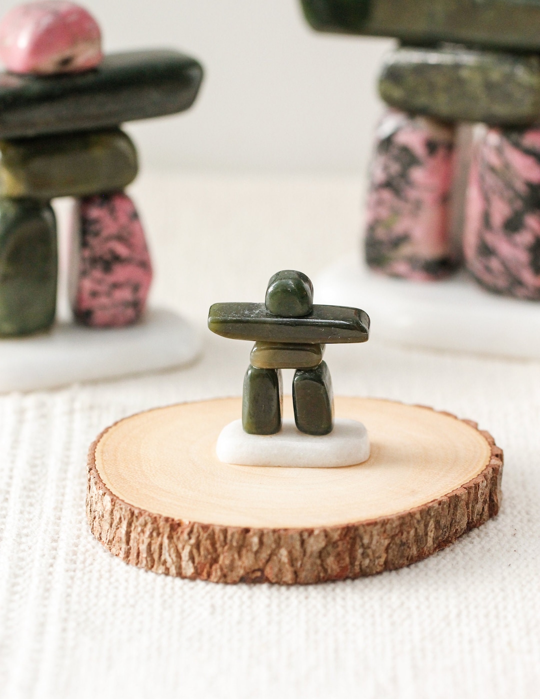 Jade Inukshuk Sculpture on Marble Base: Good Luck Stone Art - Etsy UK