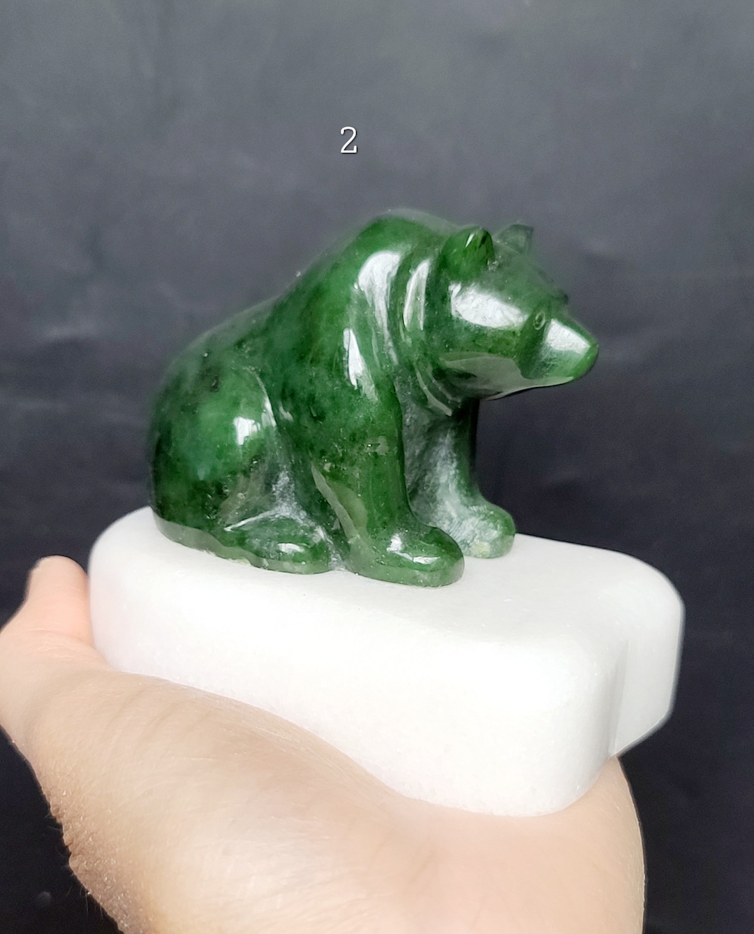 Jade Grizzly Bear Sitting, Nephrite Jade Bear on Base, 35th Anniversary ...