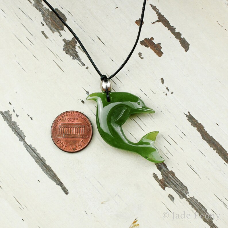 Nephrite Jade Dolphin Necklace Carved Dolphin Pendant | Etsy
