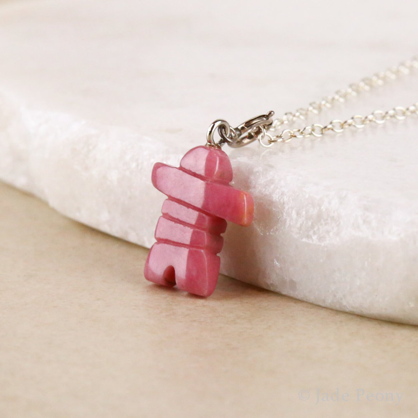 Jade Carved Inukshuk Charm Pendant Rhodonite Inukshuk | Etsy