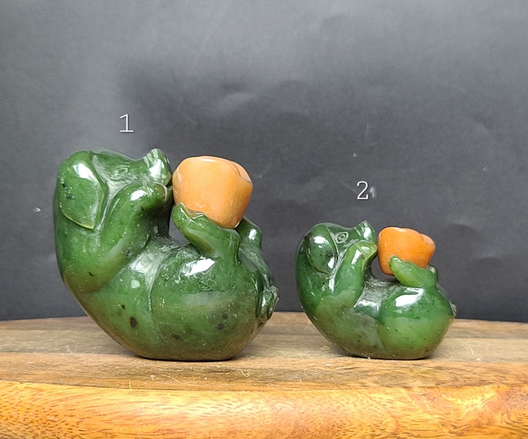 Green Nephrite Jade Pig With Adventurine Gold Nugget, Lucky Jade Pig ...