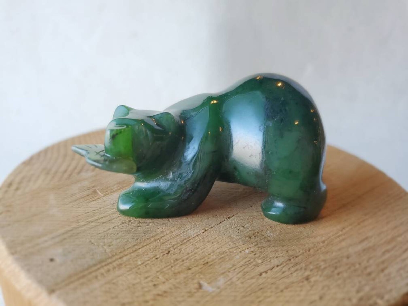 Green Nephrite Jade Bear Head Turn Carved Jade Bear | Etsy