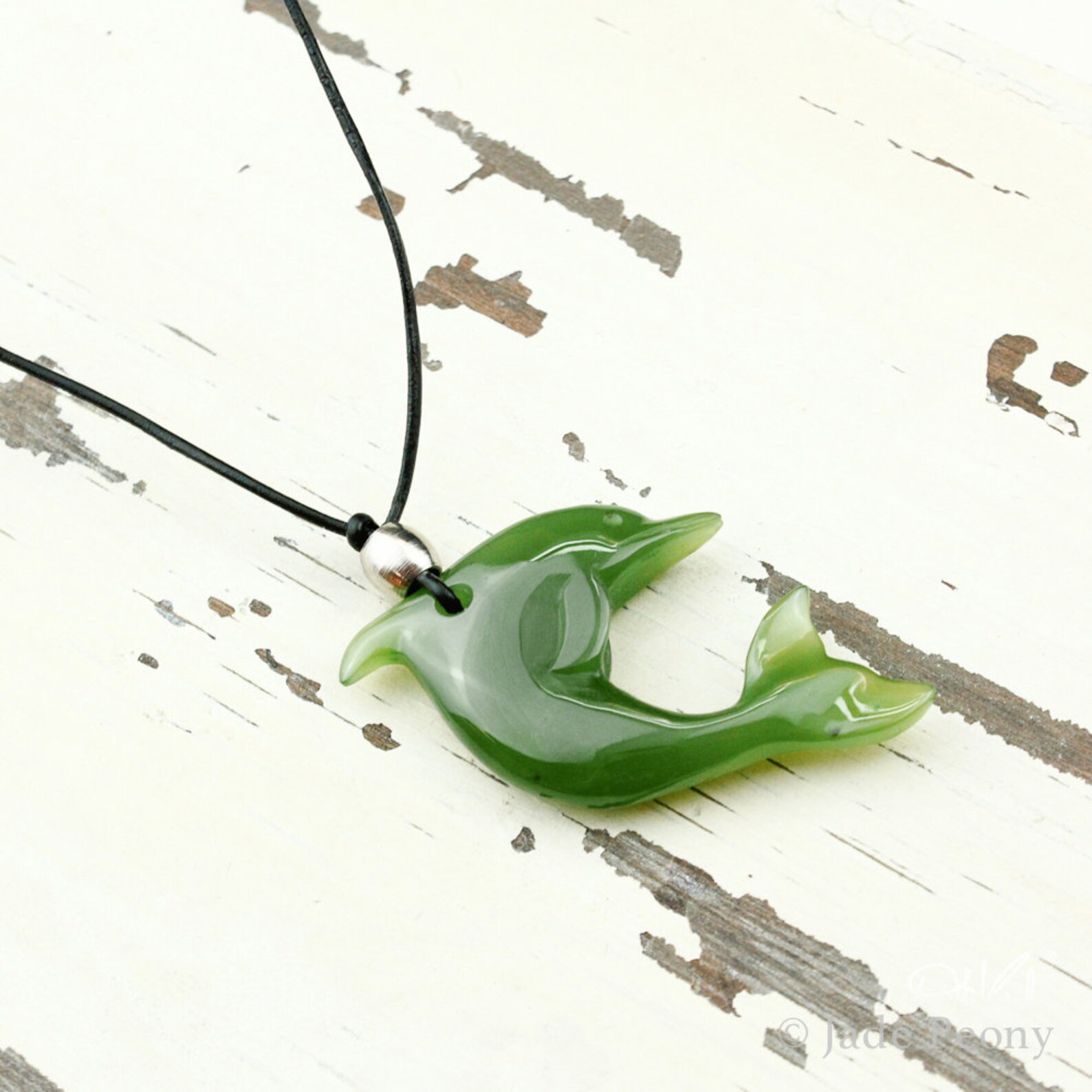 Nephrite Jade Dolphin Necklace Carved Dolphin Pendant - Etsy