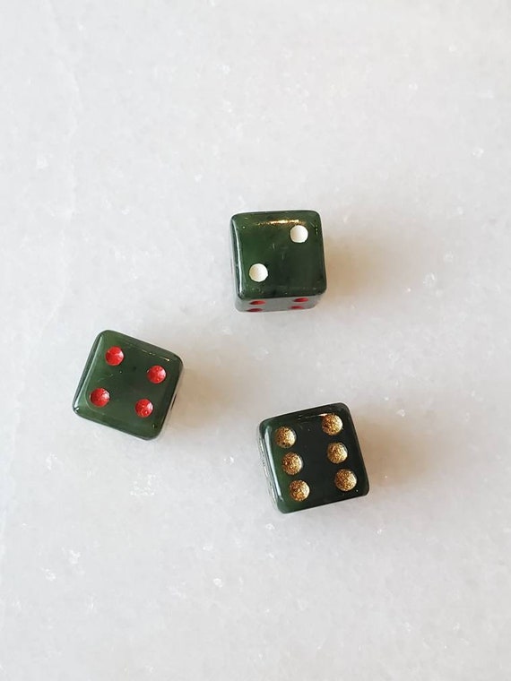 Green Jade Dice Carved Green Nephrite Jade Dice 35th | Etsy