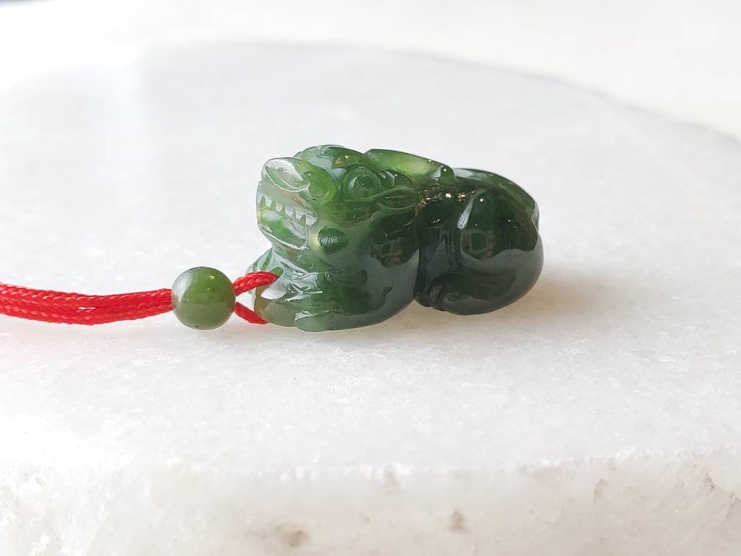 Carve Nephrite Jade Pixiu Carving, Natural Untreated Green Jade ...
