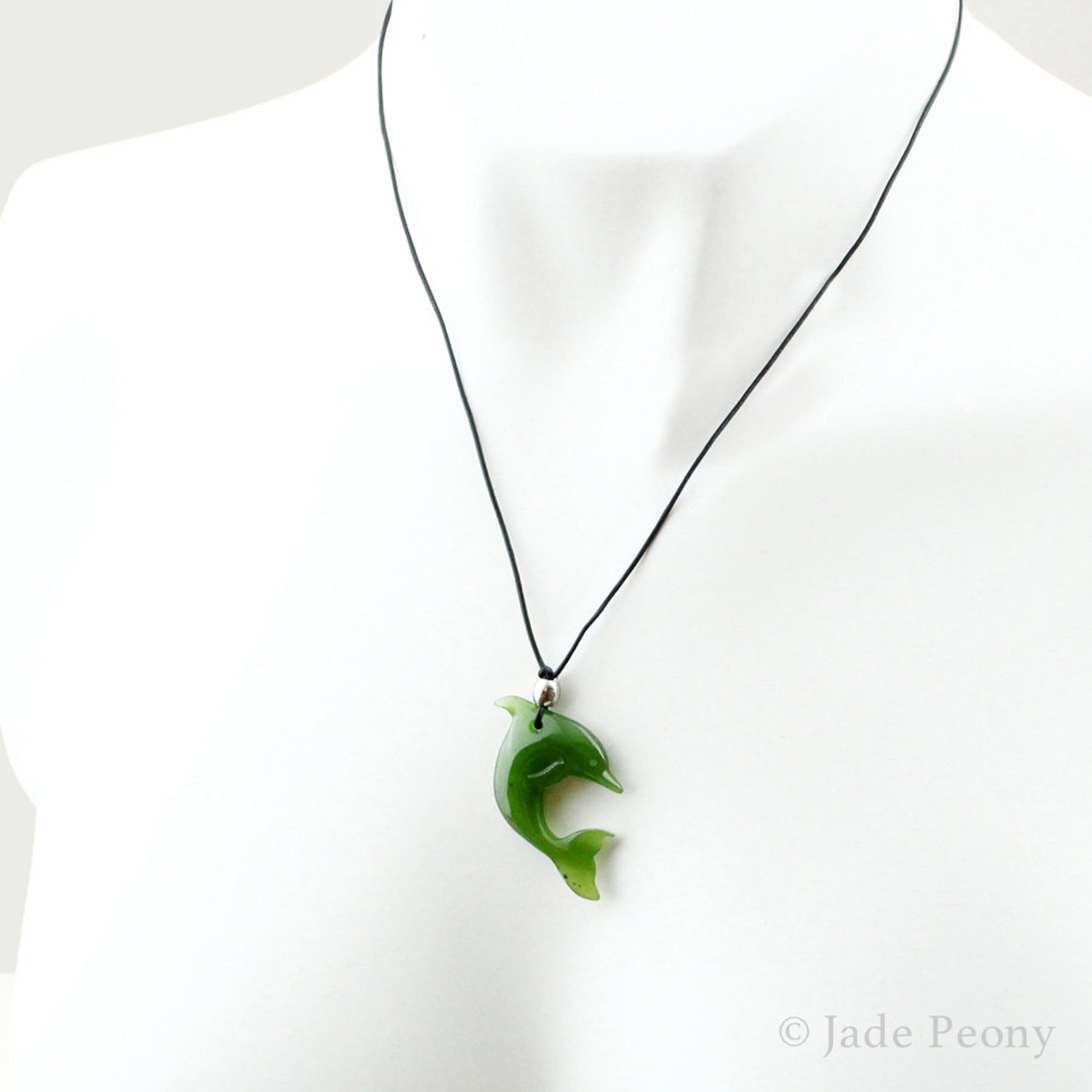 Nephrite Jade Dolphin Necklace Carved Dolphin Pendant - Etsy