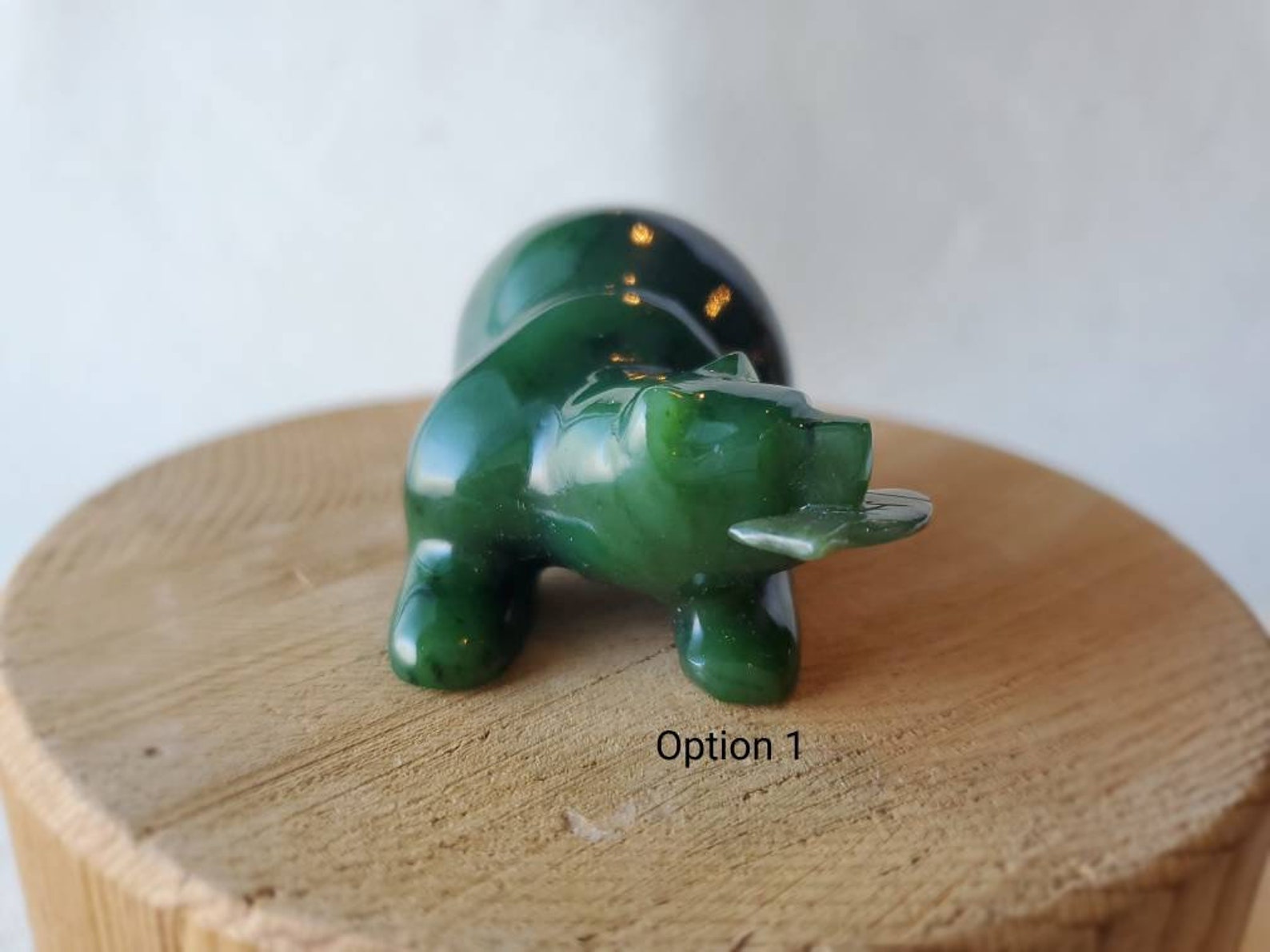 Green Nephrite Jade Bear Head Turn Carved Jade Bear | Etsy