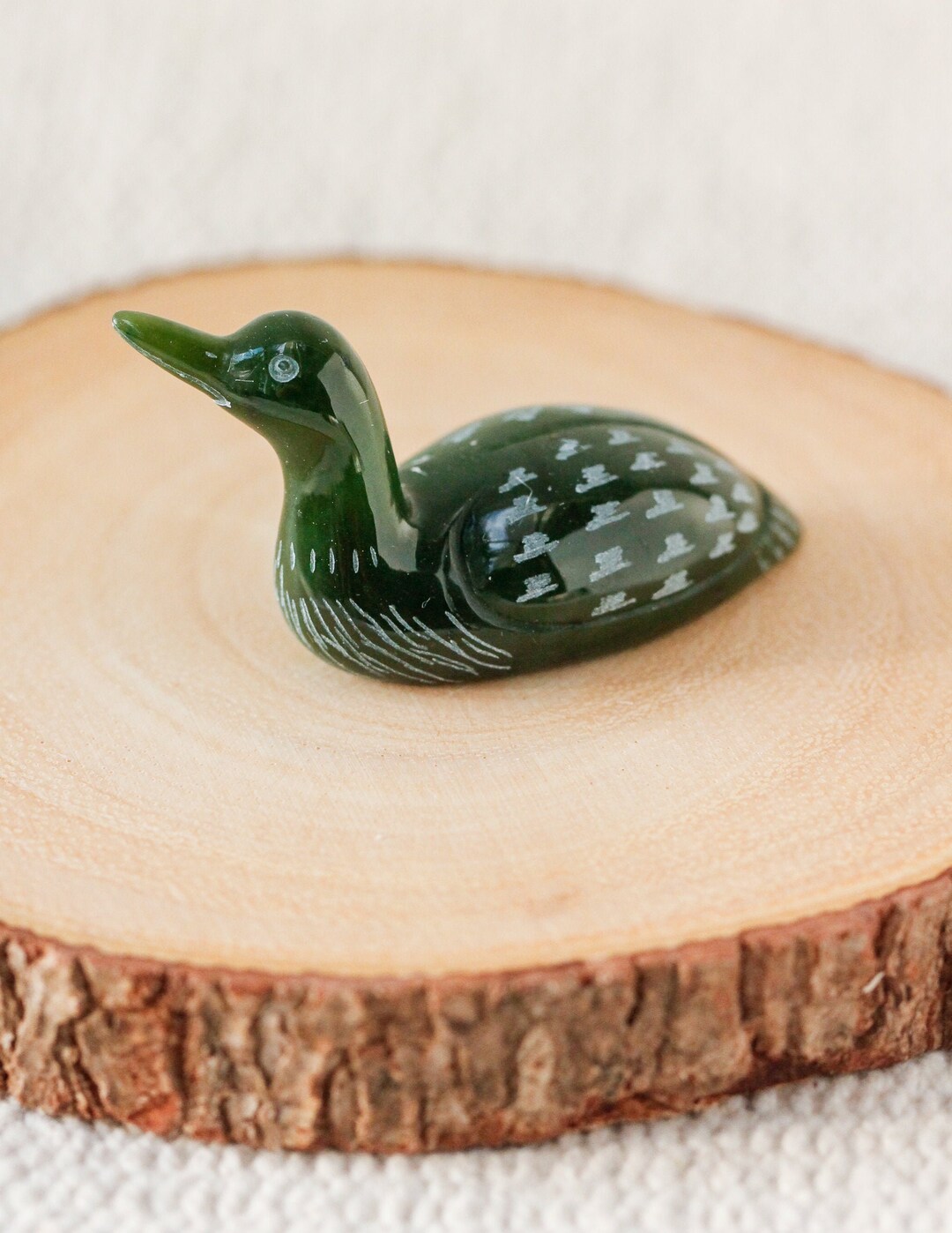 Green Nephrite Jade Loon, Carve Jade Loon, Green Jade Duck, Carved Jade ...