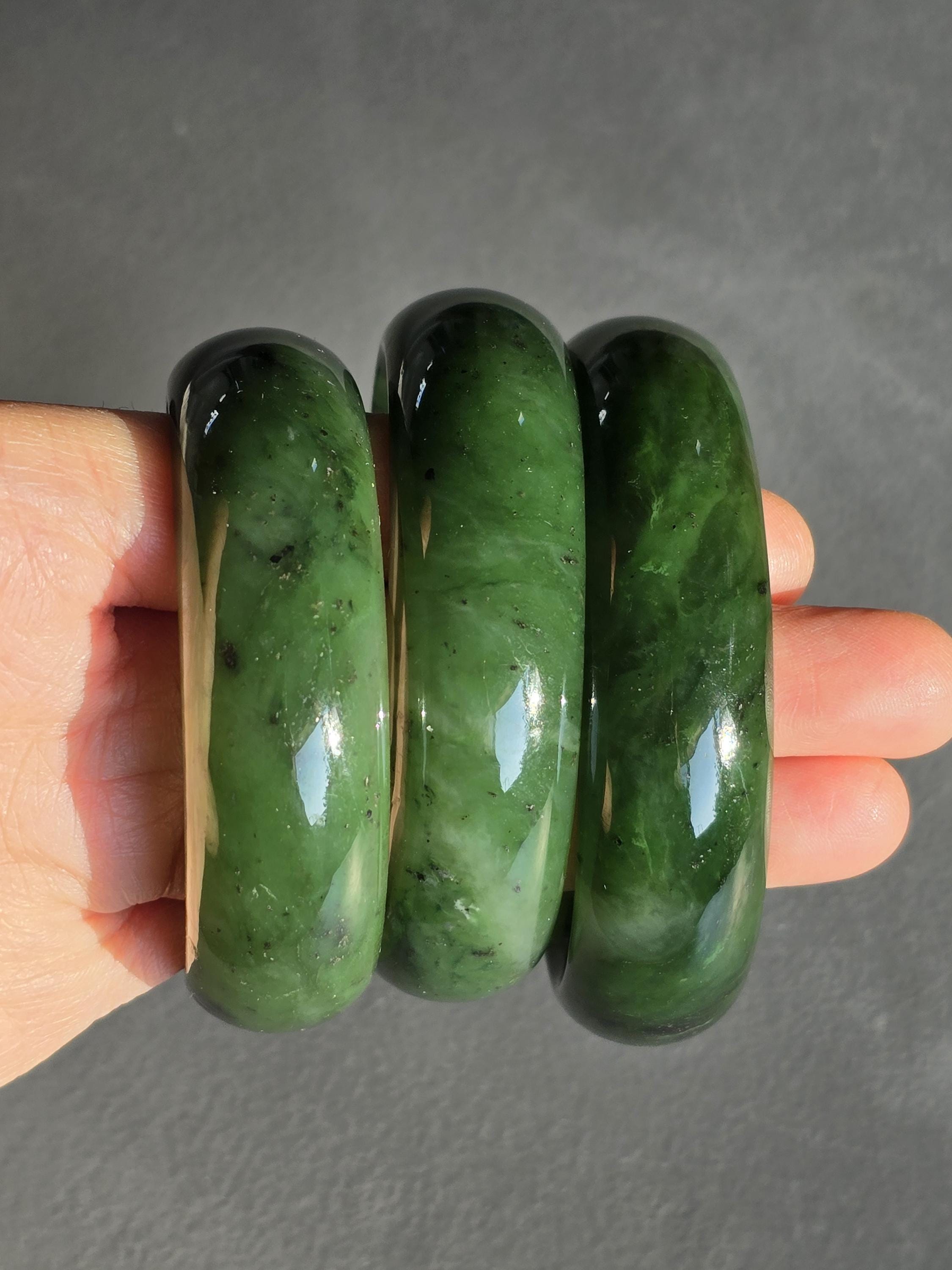 Solid Green Nephrite Jade Bangle - Canadian Jade - Etsy