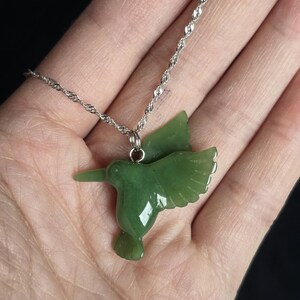 Gold Jade Hummingbird Necklace, Genuine Jade Bird Pendant - Etsy