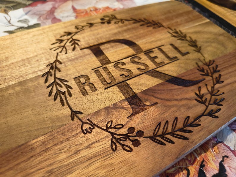 Personalized Monogrammed Cutting Board, Engraved Family Name ...