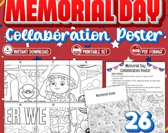 Memorial Day Coloring Poster for Kids Classroom Activity, Patriotic ...