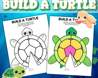 Turtle Craft for Kids Ocean Activity, Cut and Paste Animal Worksheet ...