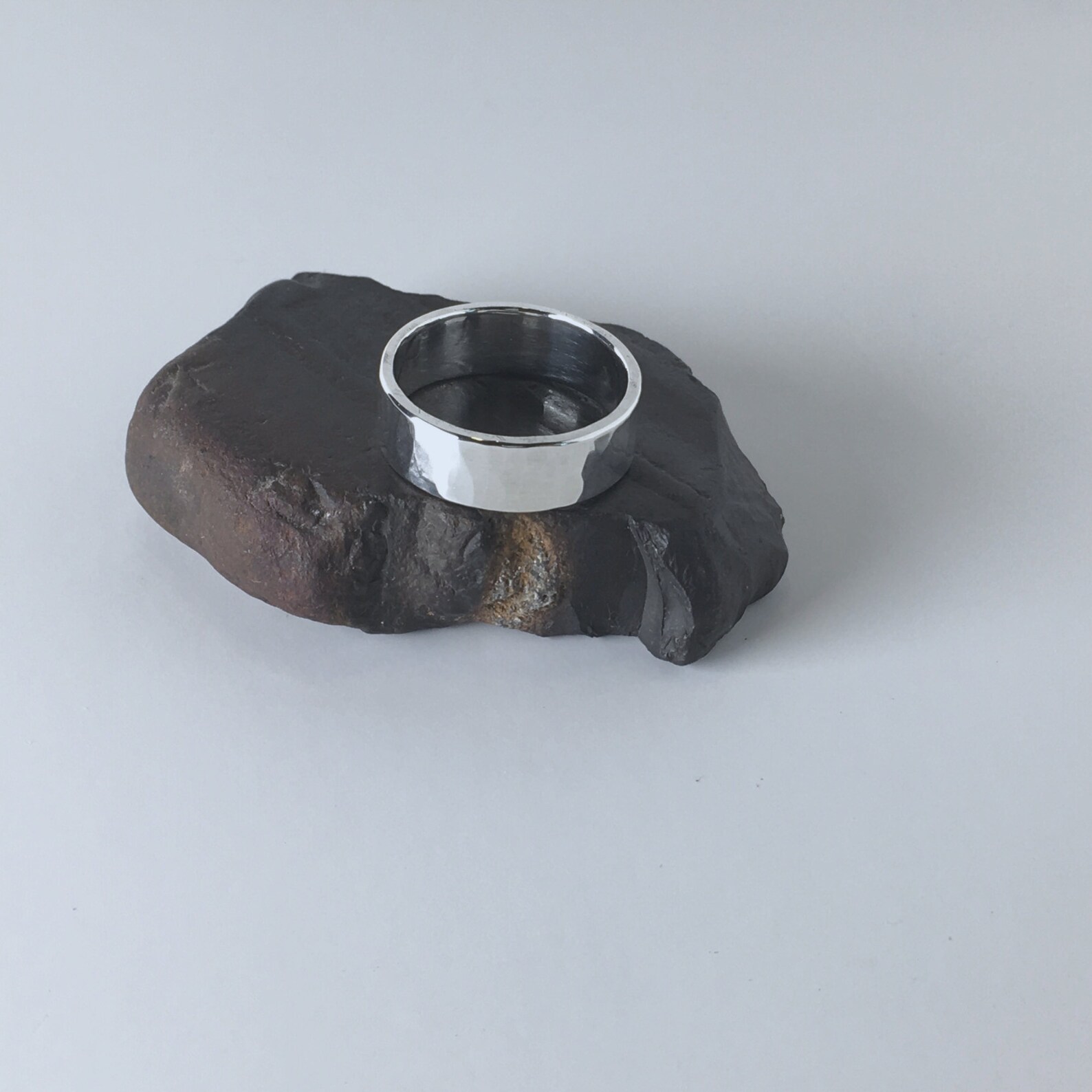 Heavy Silver Ring Hammered Rustic Minimalist Men or Women | Etsy