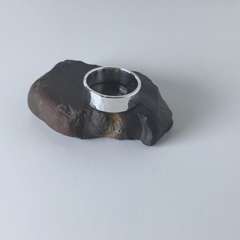 Heavy Silver Ring Hammered Rustic Minimalist Men or Women - Etsy