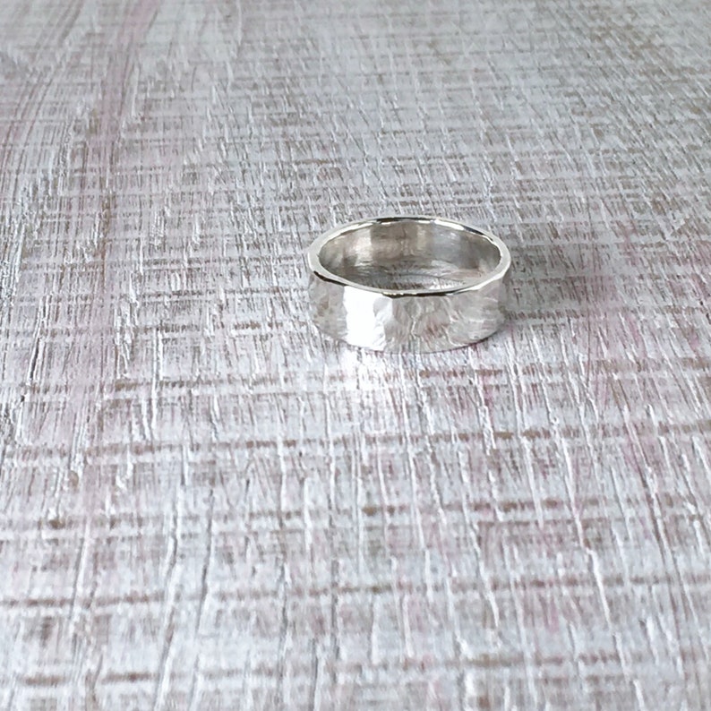 Heavy Silver Ring Hammered Rustic Minimalist Men or Women - Etsy