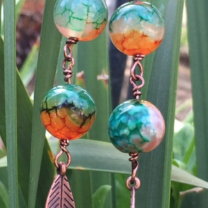 Copper & Agate Bead Earrings - Etsy