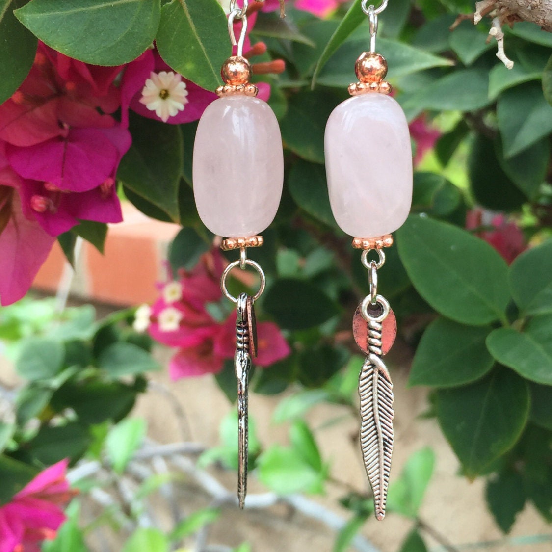 Rose Quartz Earrings - Etsy