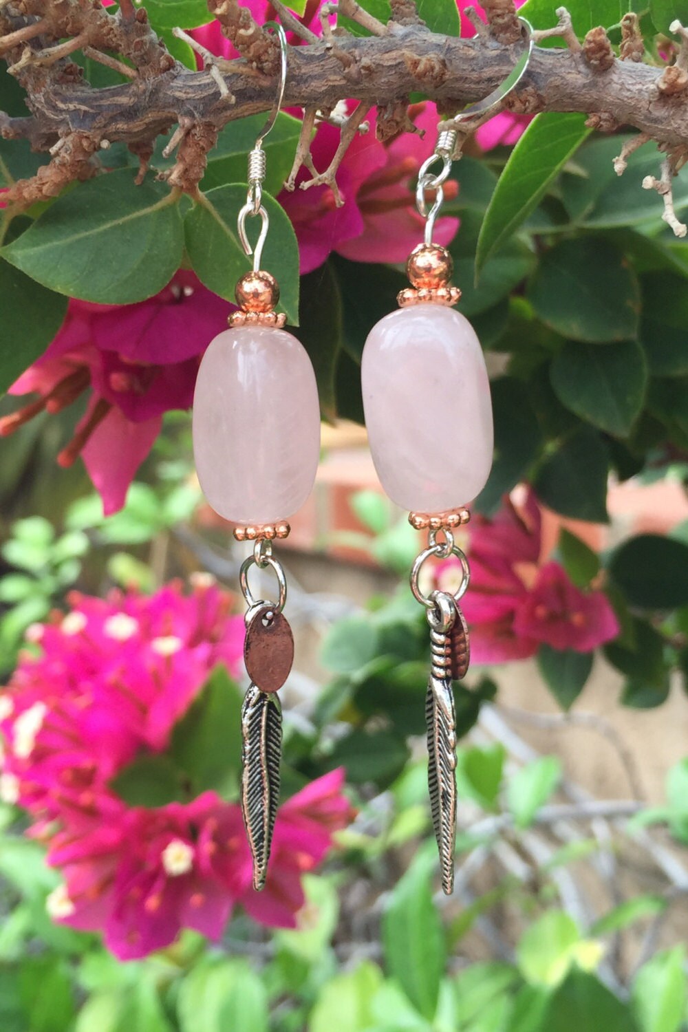 Rose Quartz Earrings - Etsy