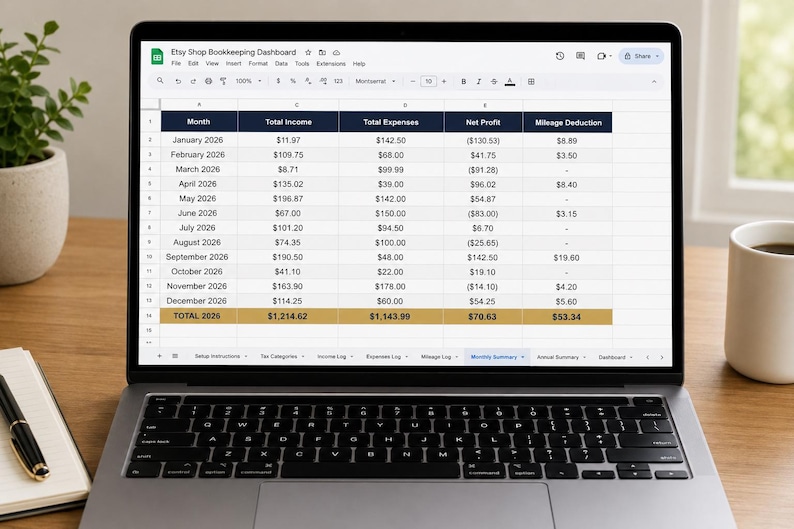 Etsy Shop Bookkeeping Spreadsheet | Google Sheets, Excel Finance ...