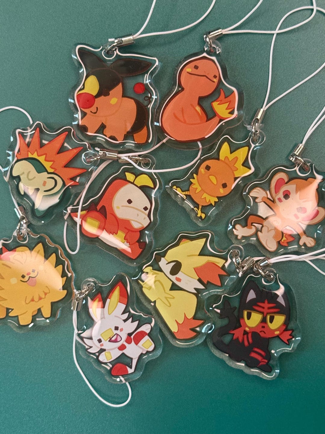 Pokémon Acrylic Charm - 1.5" Double Sided Epoxy - Fire Type Starters - Etsy