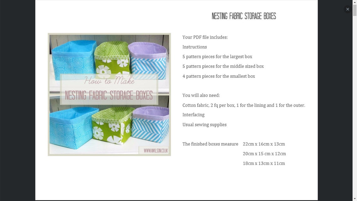 Nesting Fabric Storage Boxes Sewing Pattern (PDF Pattern) - Etsy
