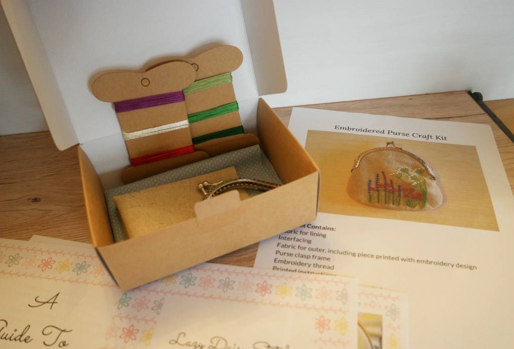 Embroidered Purse Craft Kit Embroidery Kit Sewing Kit Hand - Etsy