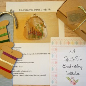 Embroidered Purse Craft Kit Embroidery Kit Sewing Kit Hand Embroidery ...