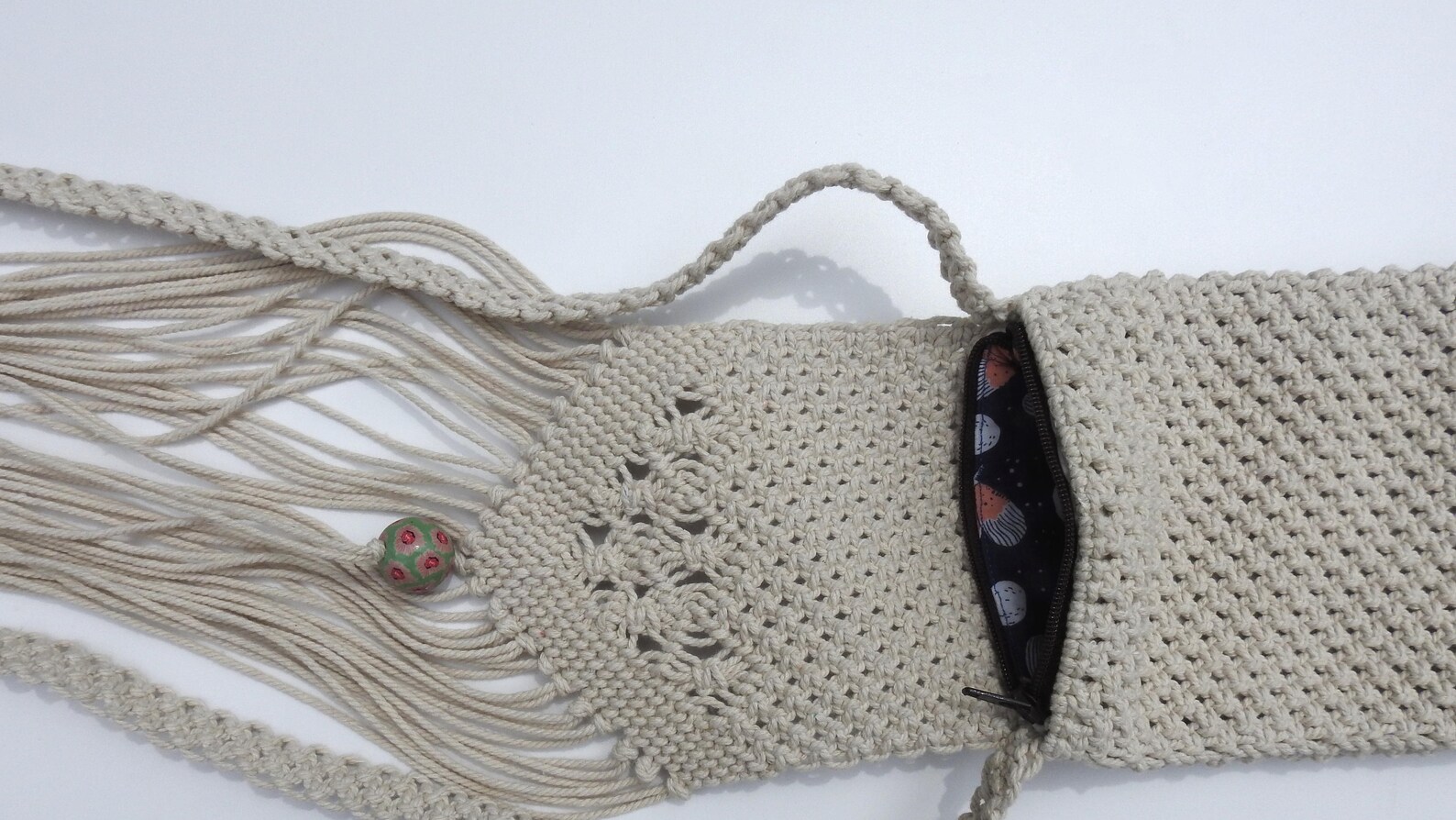 Small Macrame Bag macrame Pouch Fringe With Bead Retro and - Etsy