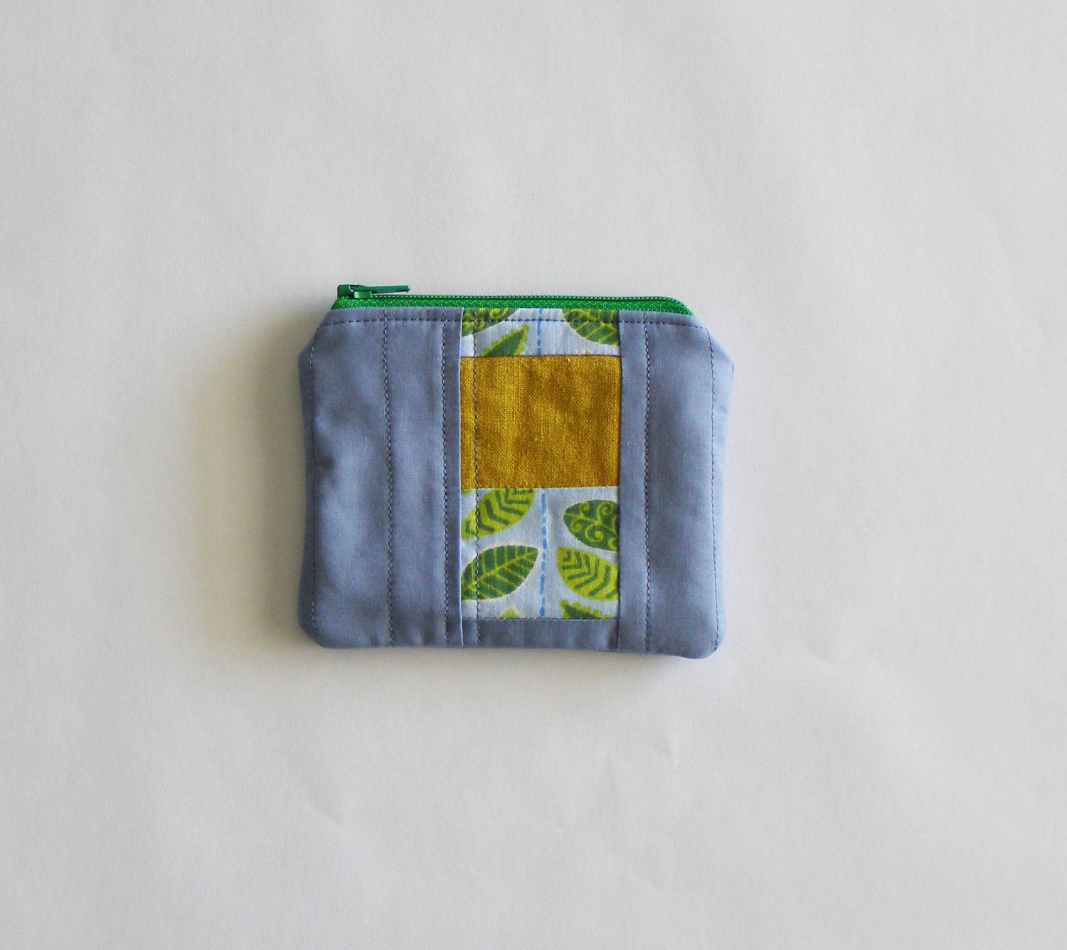 Small Quilted Coin Purse or Pouch - Sky Blue With Patchwork Stripe ...