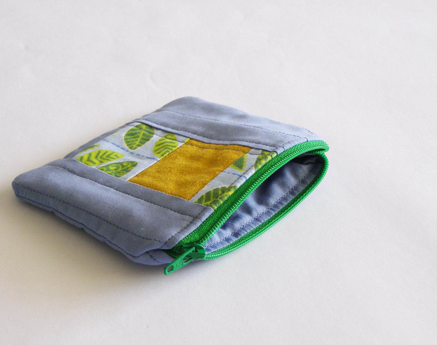 Small Quilted Coin Purse or Pouch - Sky Blue With Patchwork Stripe ...