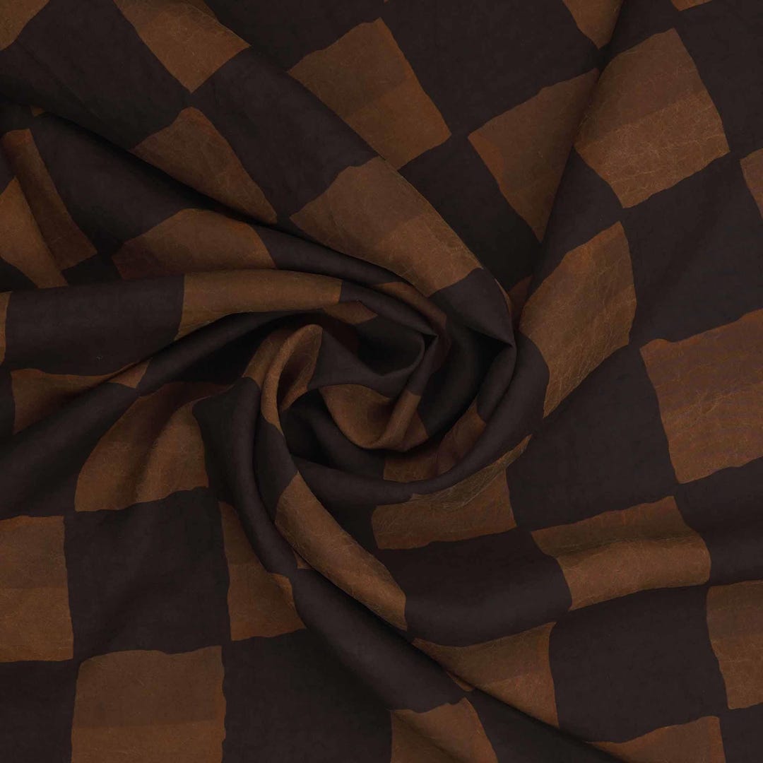 LISQPG - 24 Momme Brown and Black Gradient Checkerboard Pattern ...