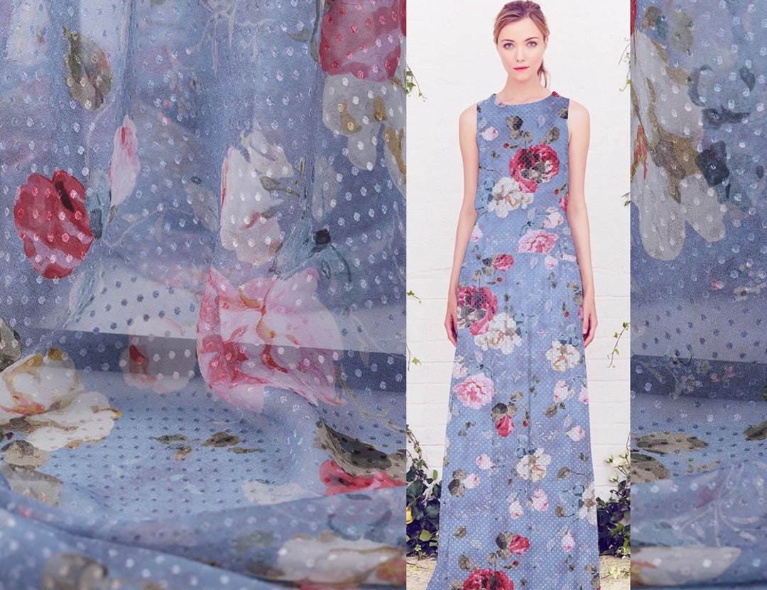 Floral Print Sheer Burnout Silk Devore Satin Fabric-by the Yard - Etsy