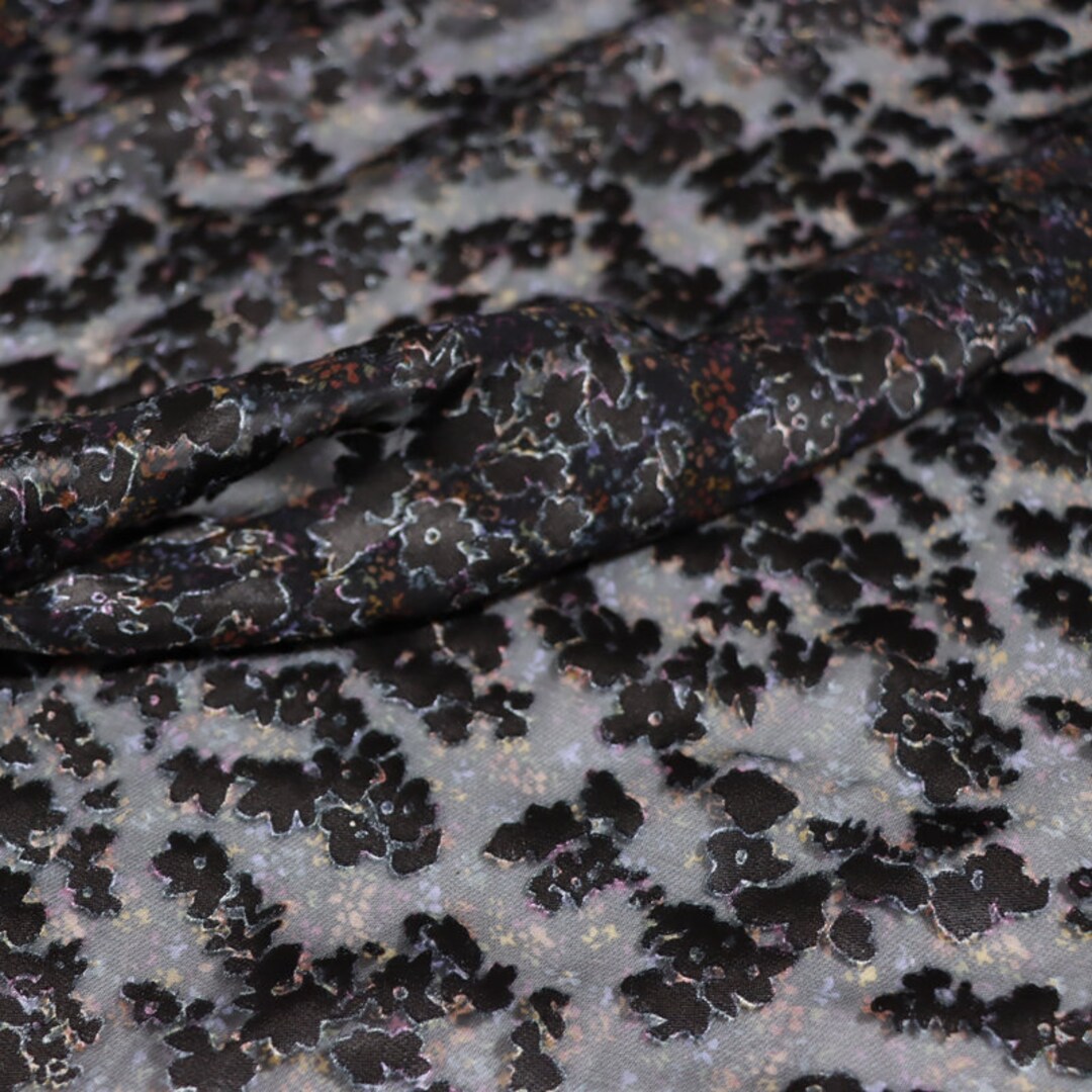 HUADUO Black Flowers Sheer Burnout Silk Devore Satin Fabric - Etsy Sweden