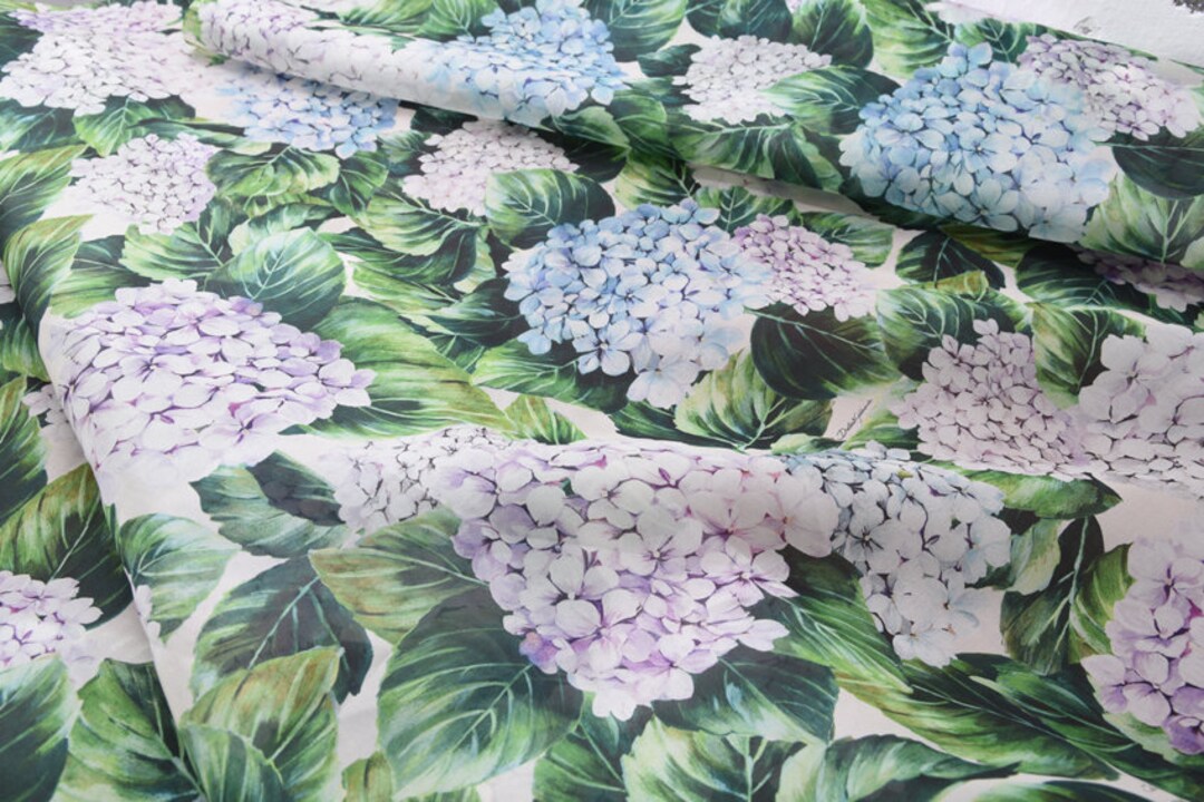 XIUQIU Hydrangea Print Silk Organza Satin 140cm Fabric-by the Yard - Etsy