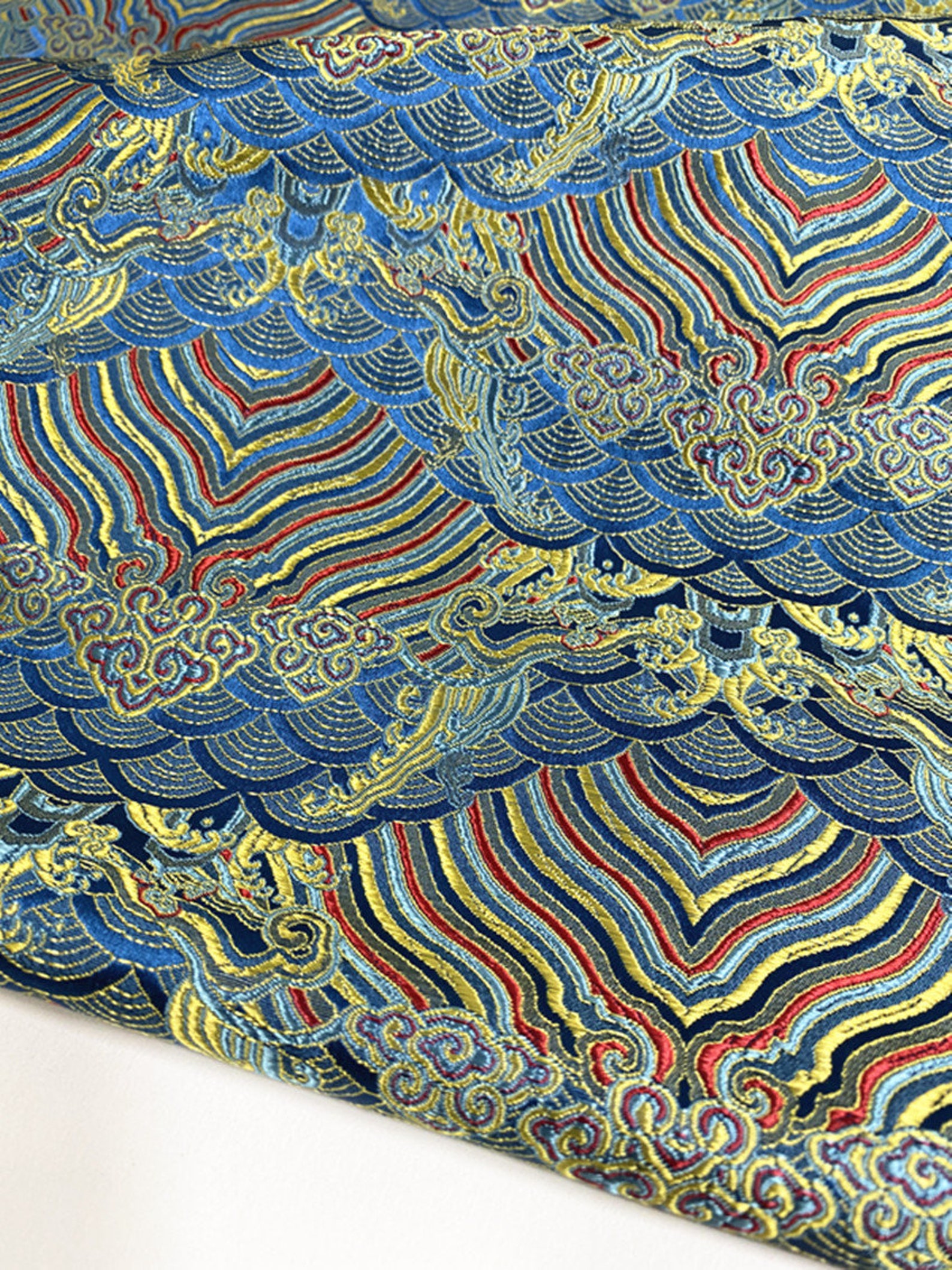 Traditional Ocean Waves Silk Rayon Jacquard Brocade Fabric - Etsy Canada