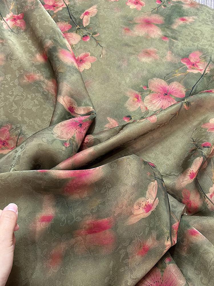 TAOFA - Handmade 25 Momme HUALUO Jacquard Mud Silk Fabric (openwork ...