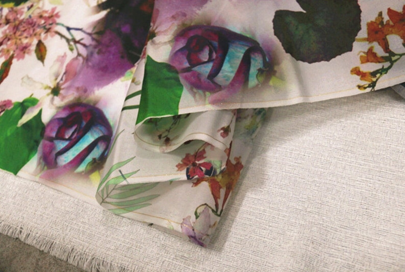 Silk Organza Satin With Floral Print Silk Fabric by the Yard - Etsy