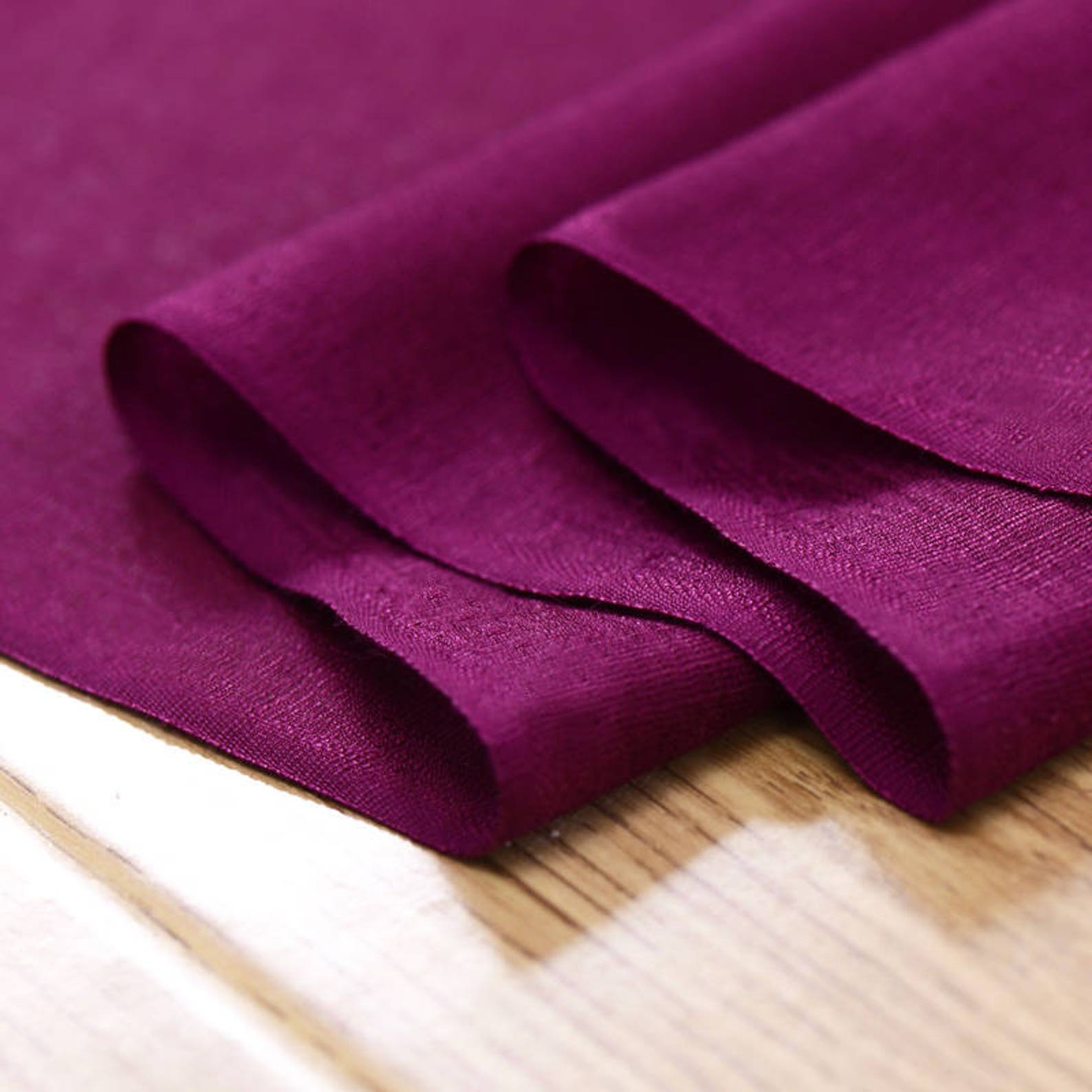 Clearance Silk Linen Fabric beautiful special dark Magenta | Etsy