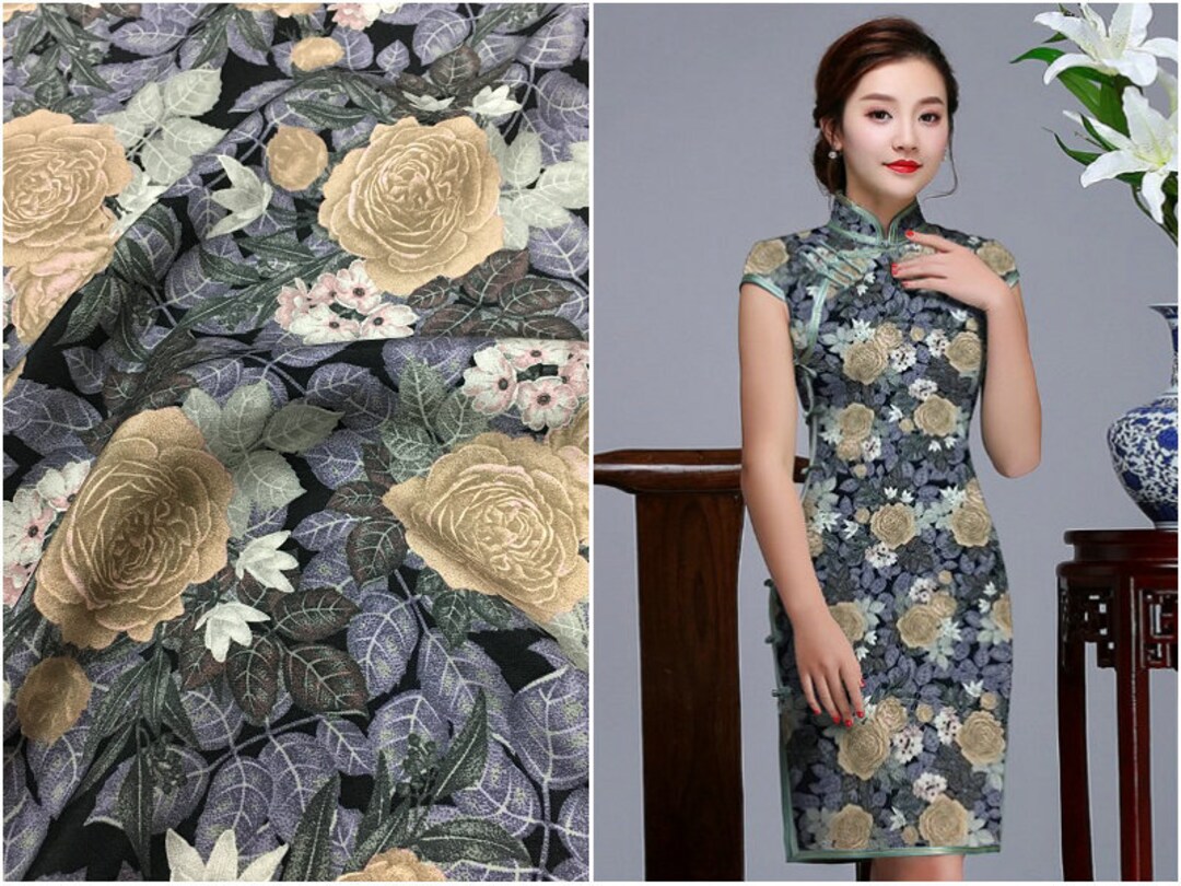 QIANGWEI 30 Momme Stretchy Heavy Crepe De Chine Silk Fabric 108cm Wide ...