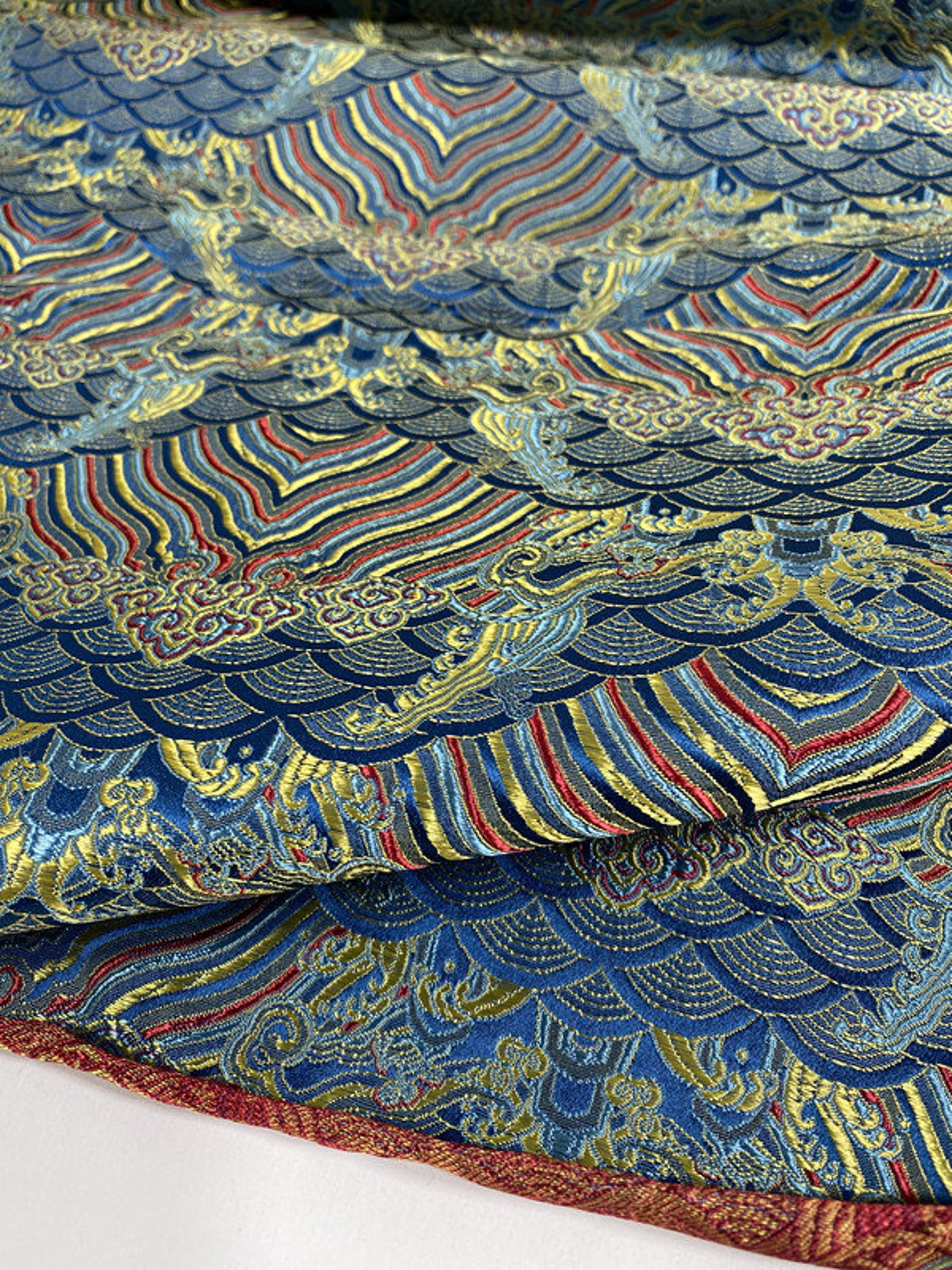 Traditional Ocean Waves Silk Rayon Jacquard Brocade Fabric - Etsy