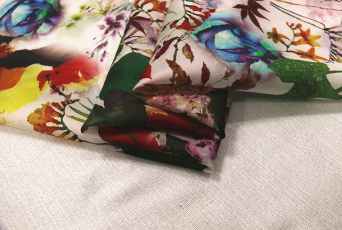 Silk Organza Satin With Floral Print Silk Fabric by the Yard - Etsy