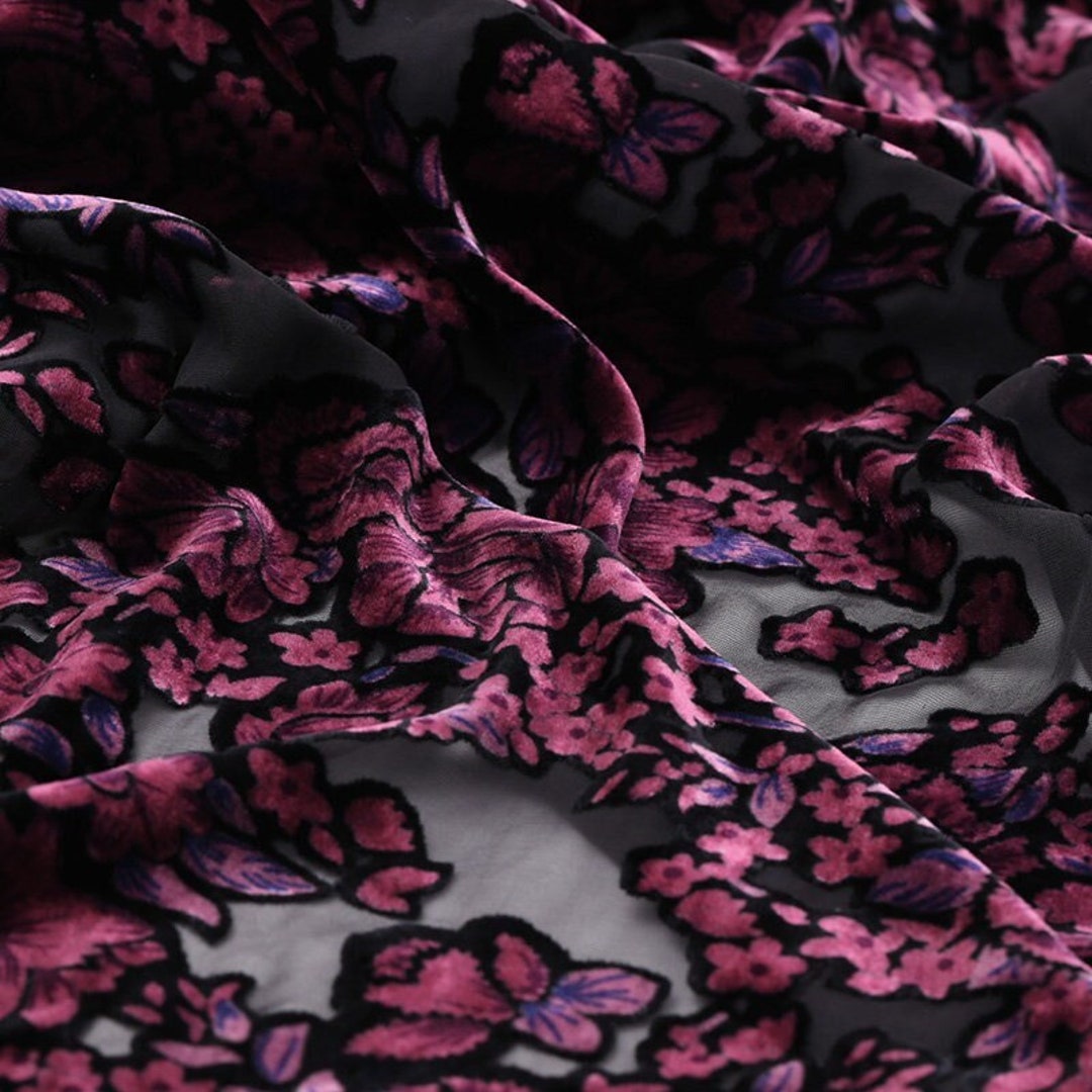 ZMUDAN - Sheer Burnout Silk Velvet Fabric - 114cm Wide by the Yard - Etsy